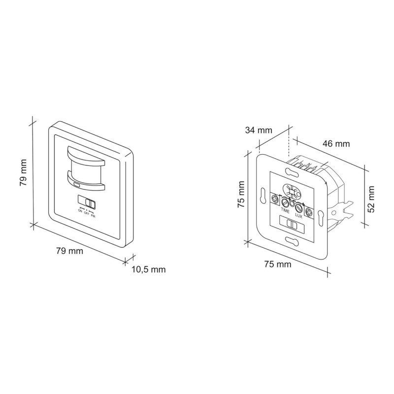 160º recessed motion sensor