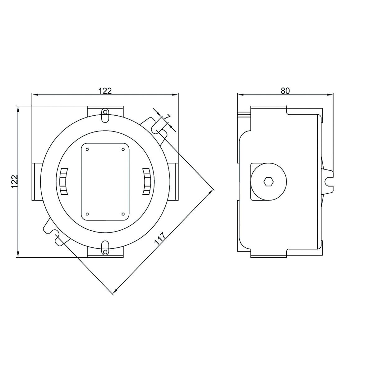 Industrial junction box ATEX 4 ways M25 IP66