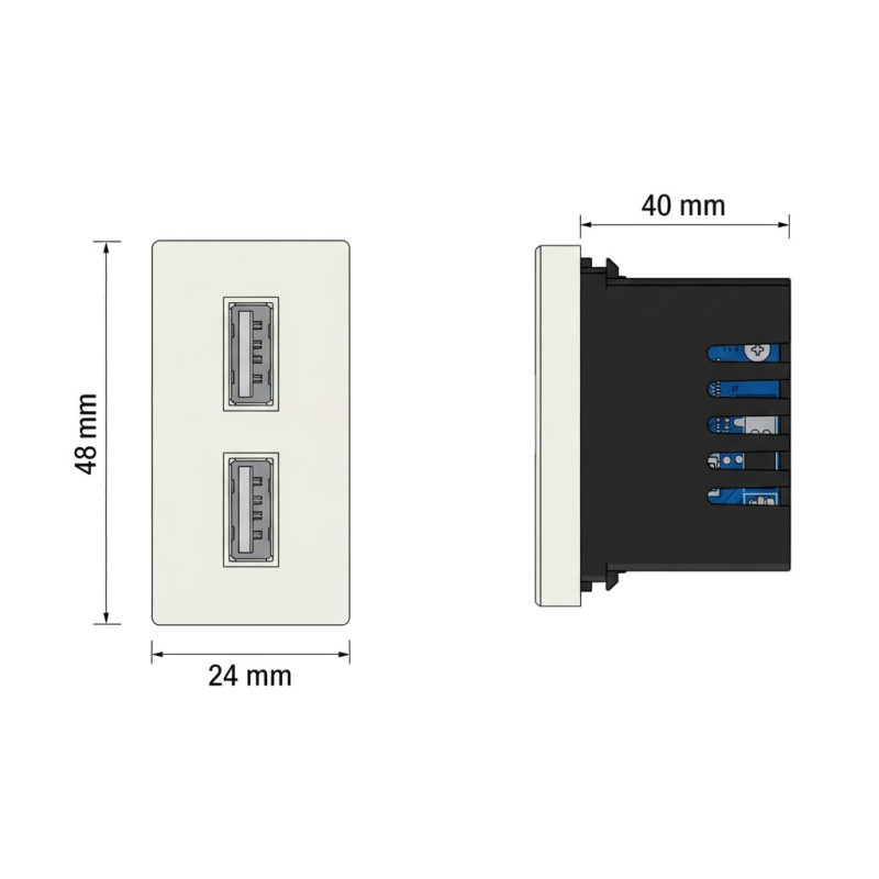Dual Recessed USB Modular Base