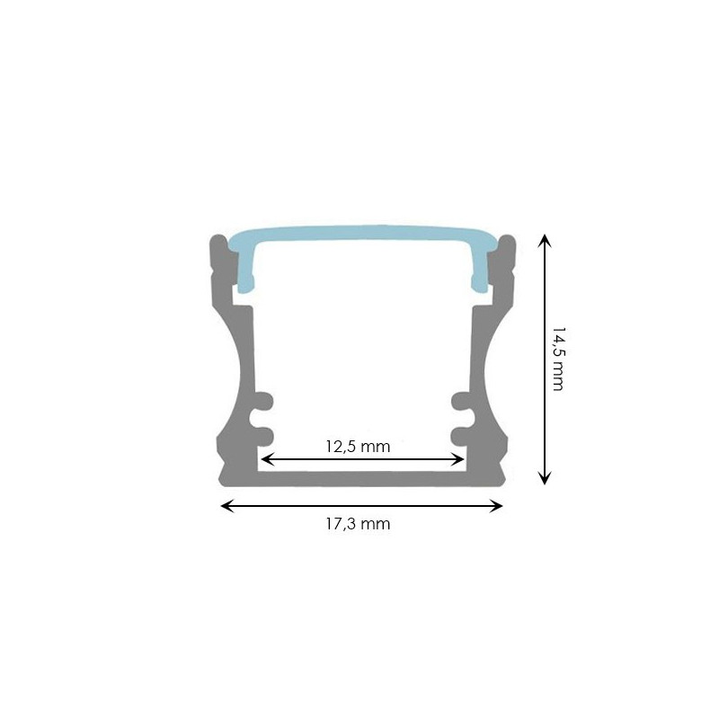 2 Meter rectangular aluminium profile LED strips, 19 x 19 mm