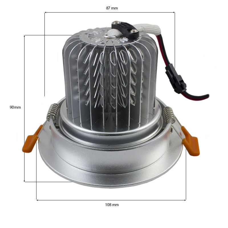 Silver 7W LED downlight, cool white light and warm white light
