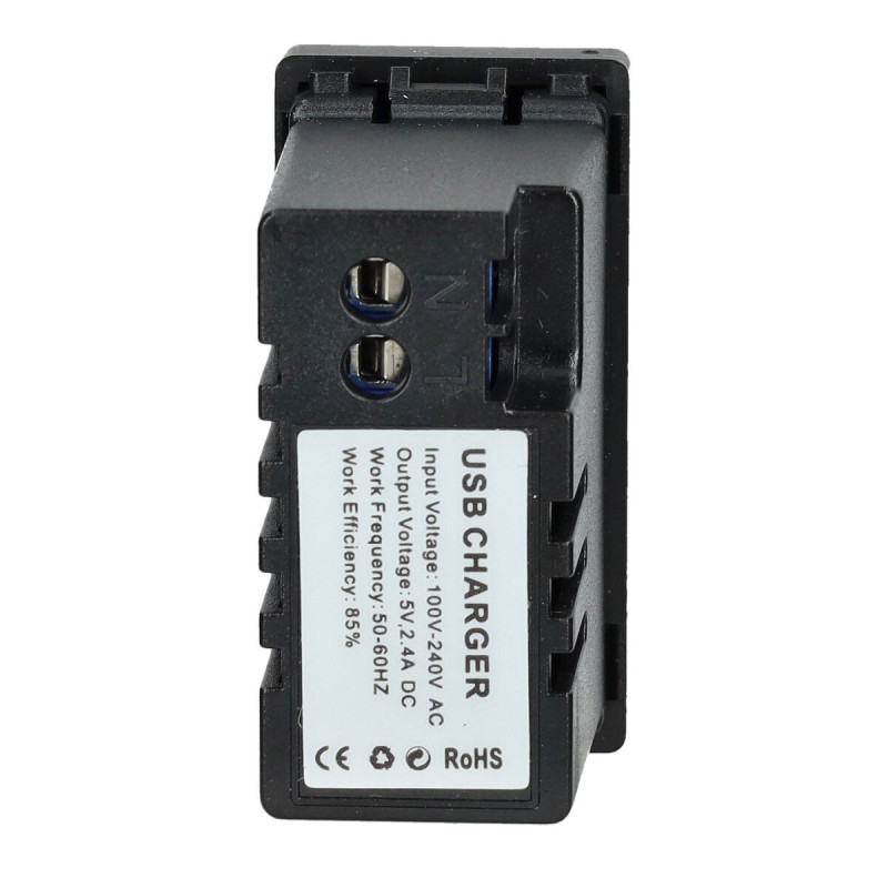 Base modular USB empotrable doble
