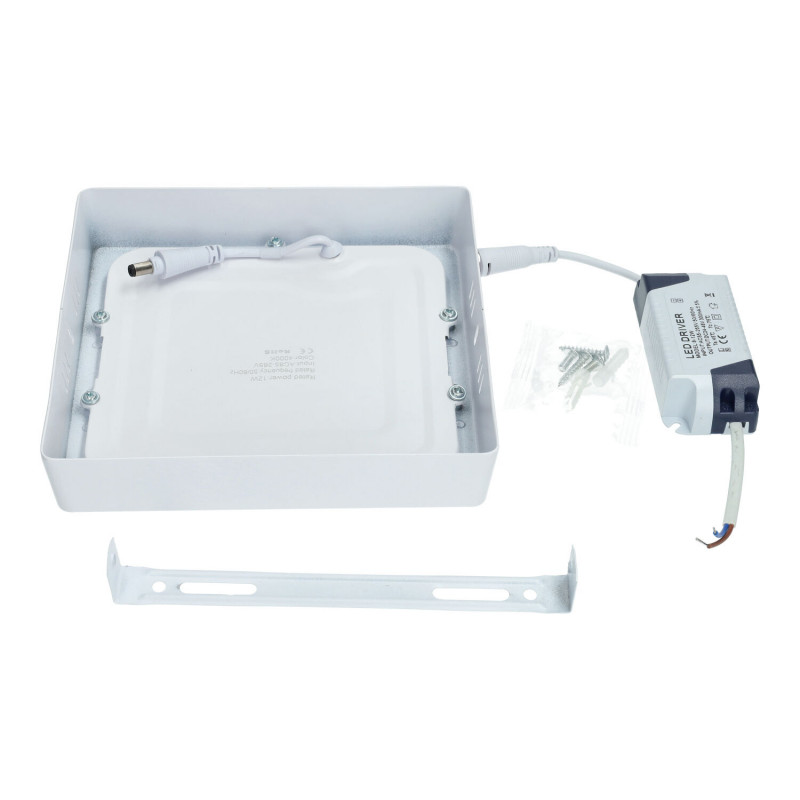 Square 12W LED ceiling light, warm white and cool white light