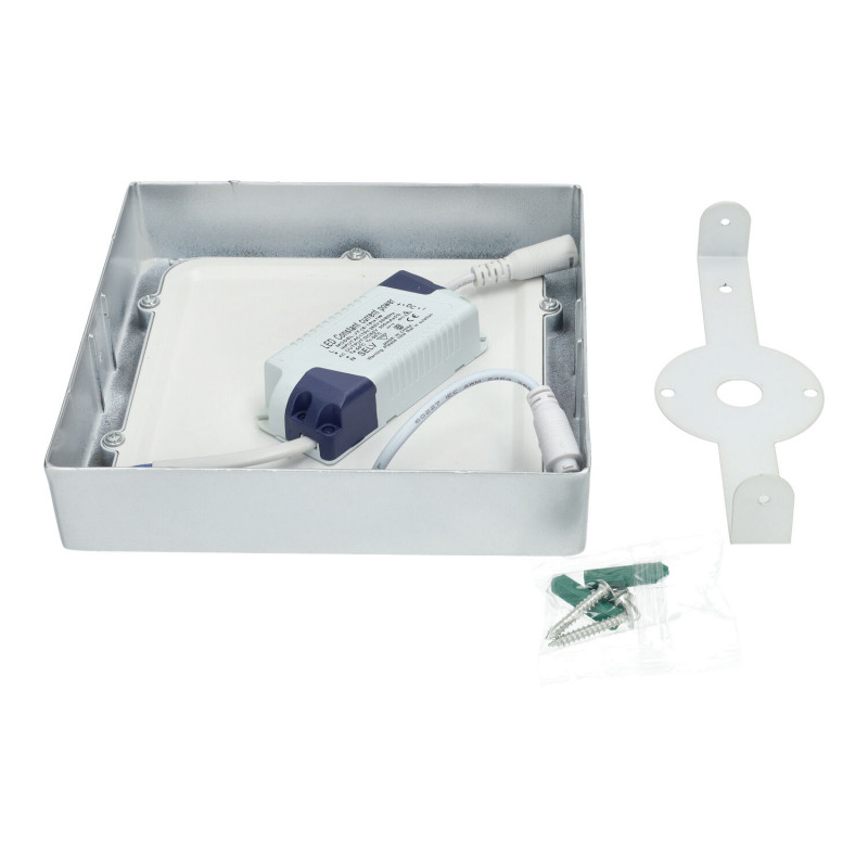 LED Ceiling Light - Square, 18W silver