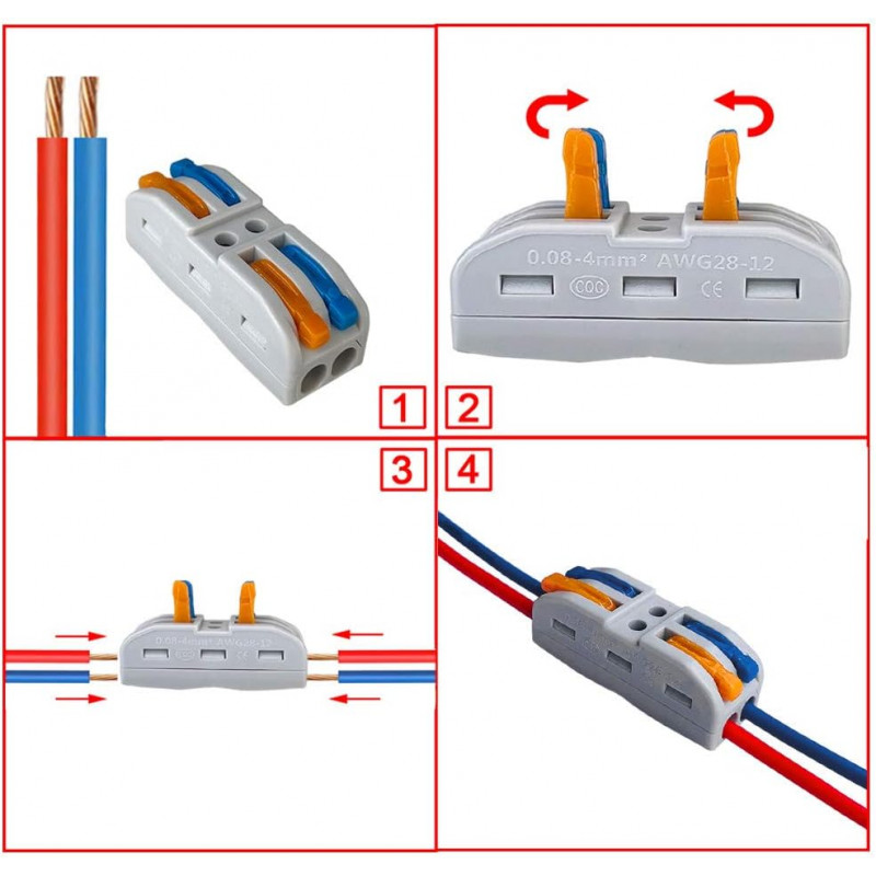 Quick connector 2 inputs 2 outputs 0.08-4mm²
